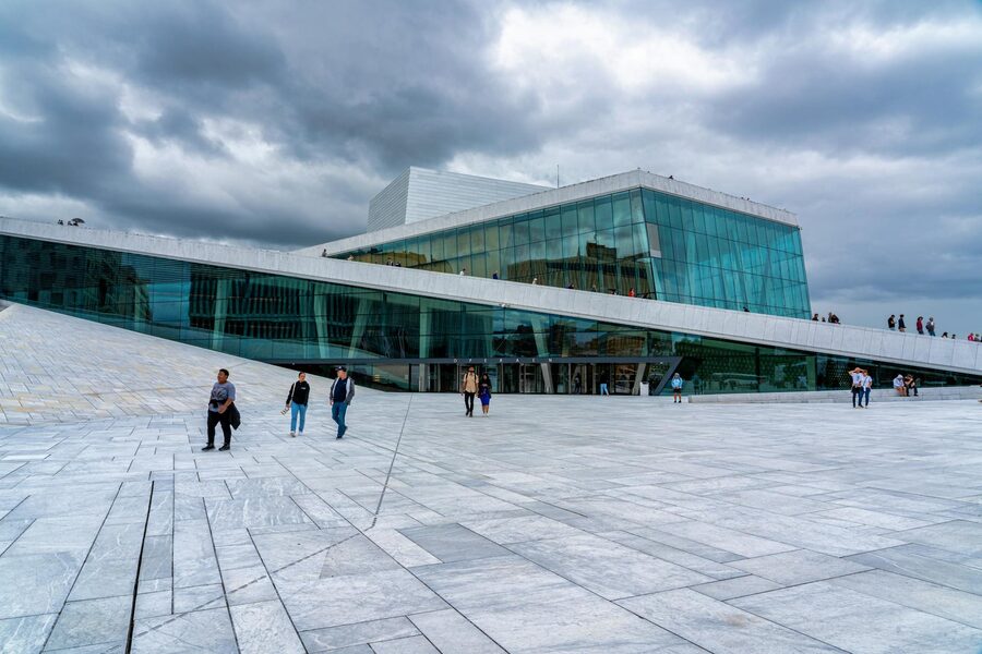 Explore the modern architecture of the Oslo Opera House in Norway, a landmark in urban design and cu
