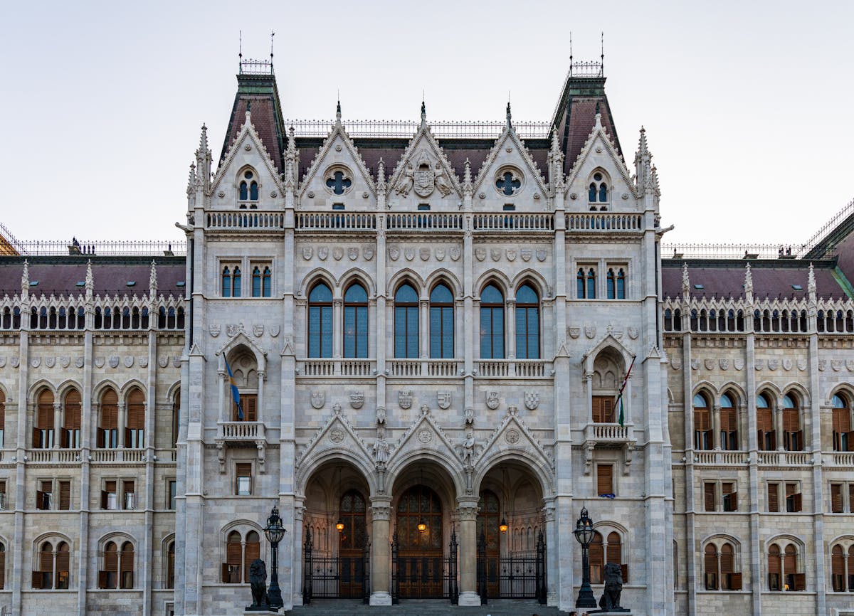 Hungarian Parliament building on the banks of the Danube in Budapest