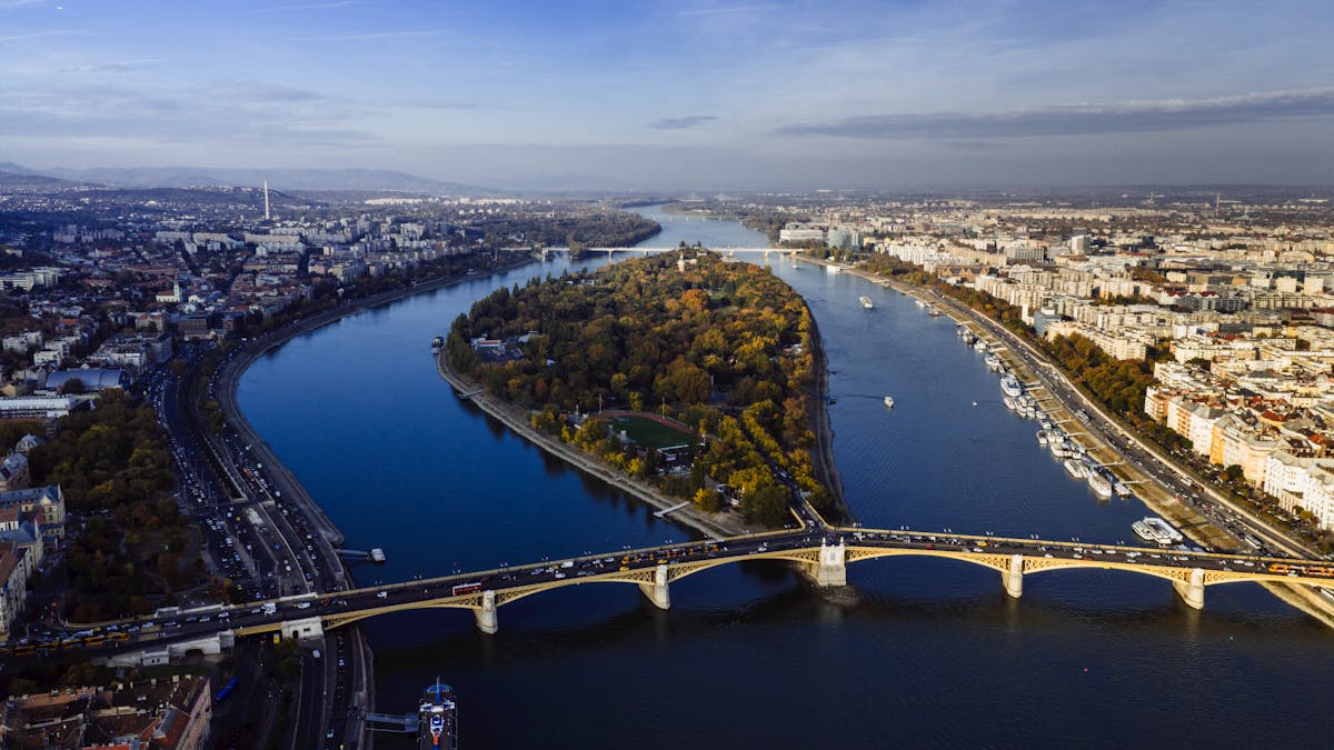 View along the Danube river in Budapest