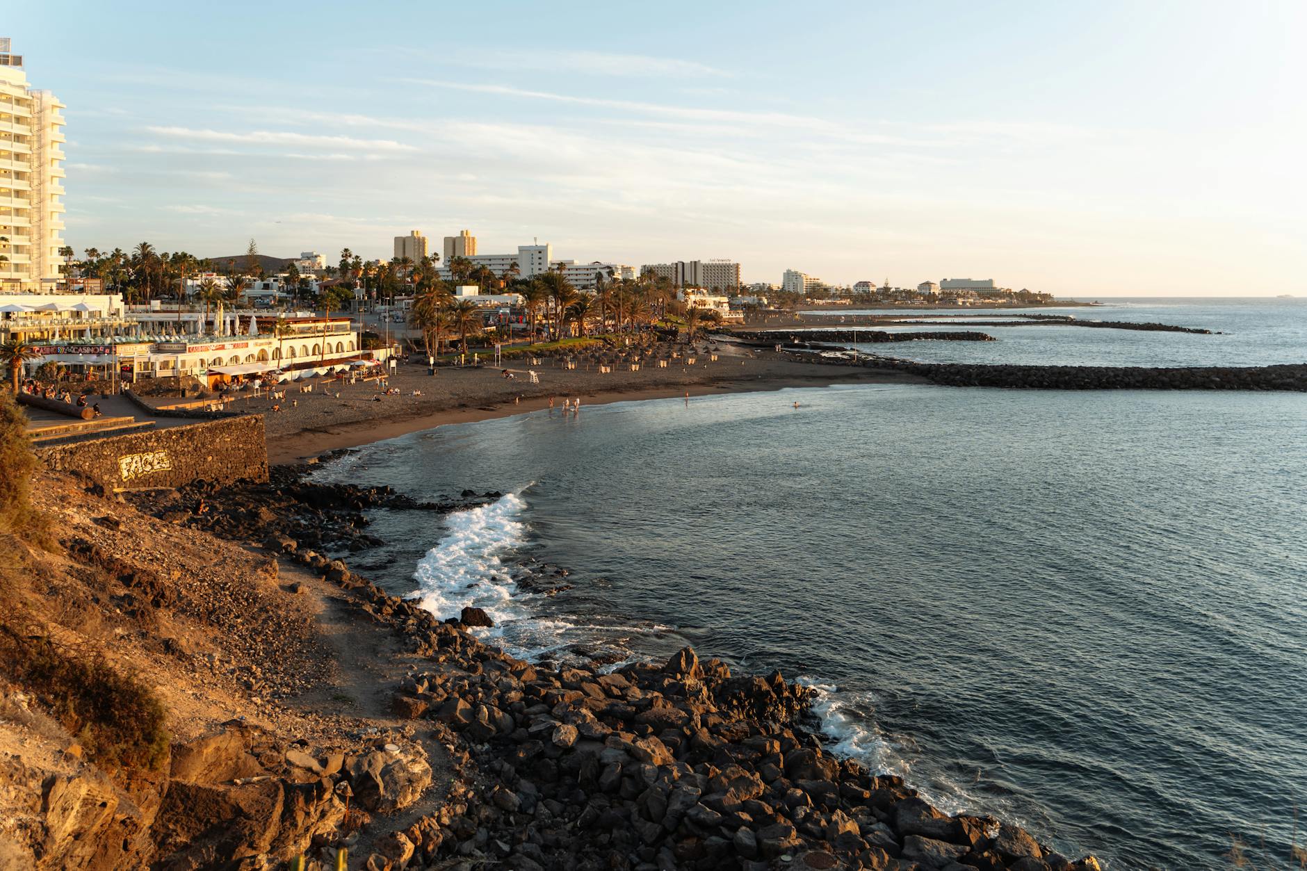Sunset view over a beach in the Canary Islands Spain