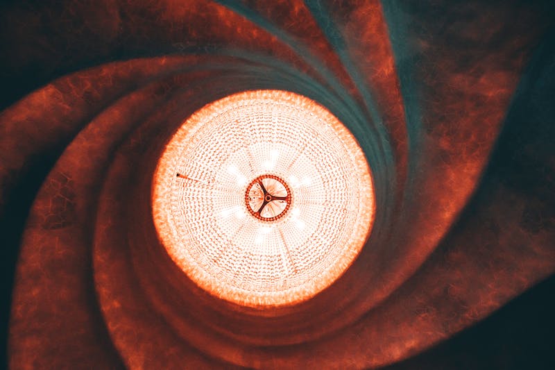 Spiral ceiling detail inside Casa Batllo, showing Gaudi's organic architectural design