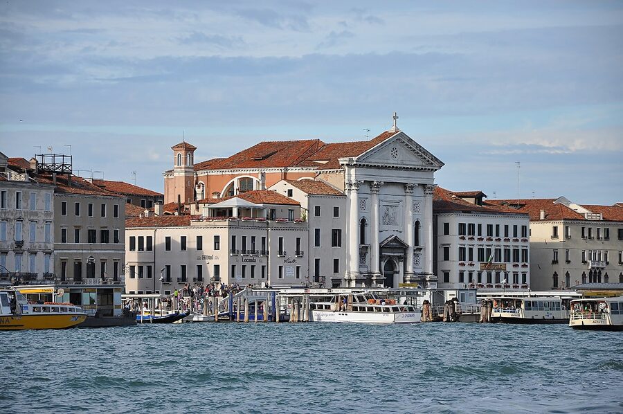 The Chiesa della Pietà seen from the Riva degli Schiavoni waterfront in Venice