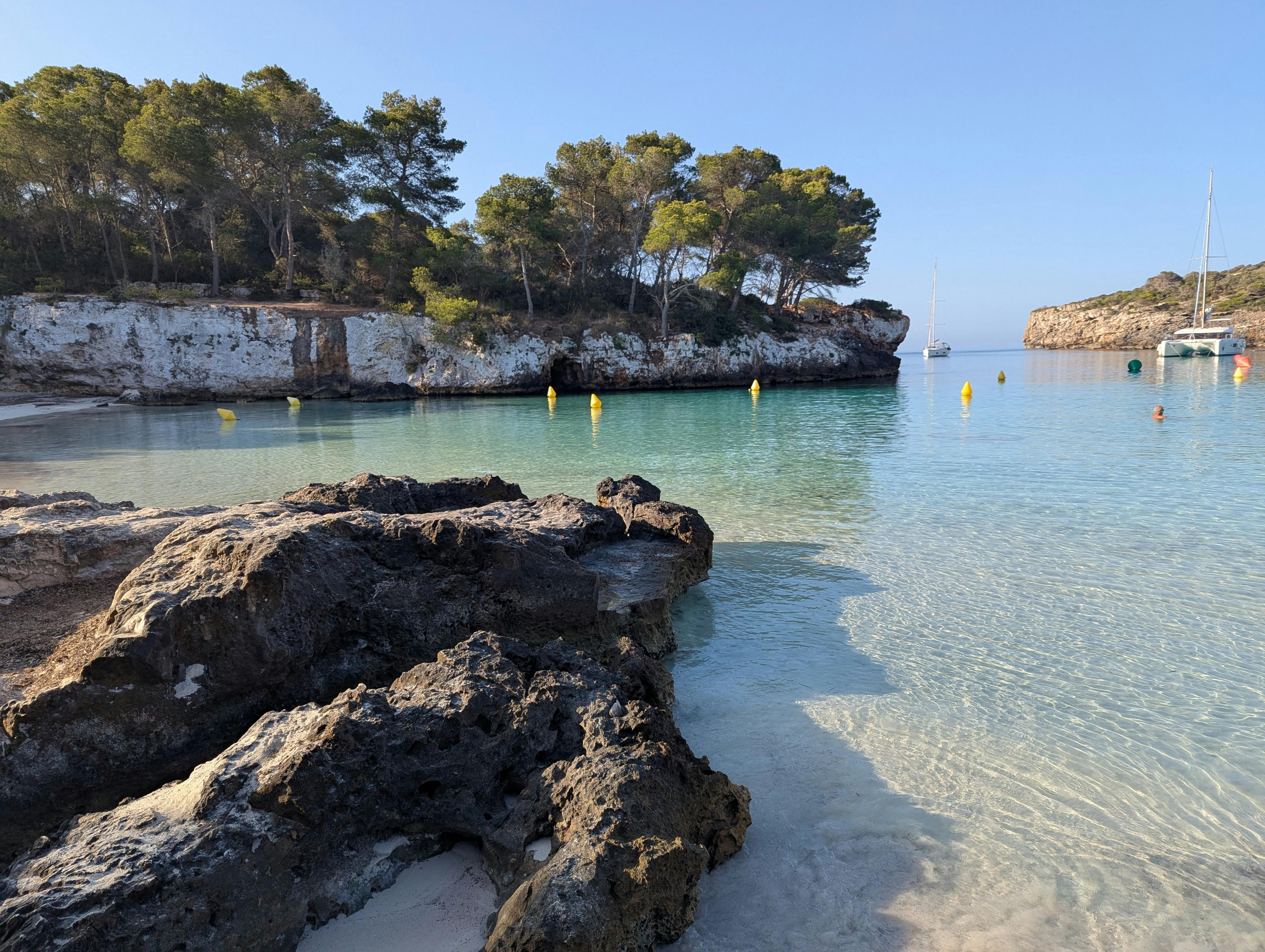 Peaceful cove with clear waters near Ciutadella de Menorca