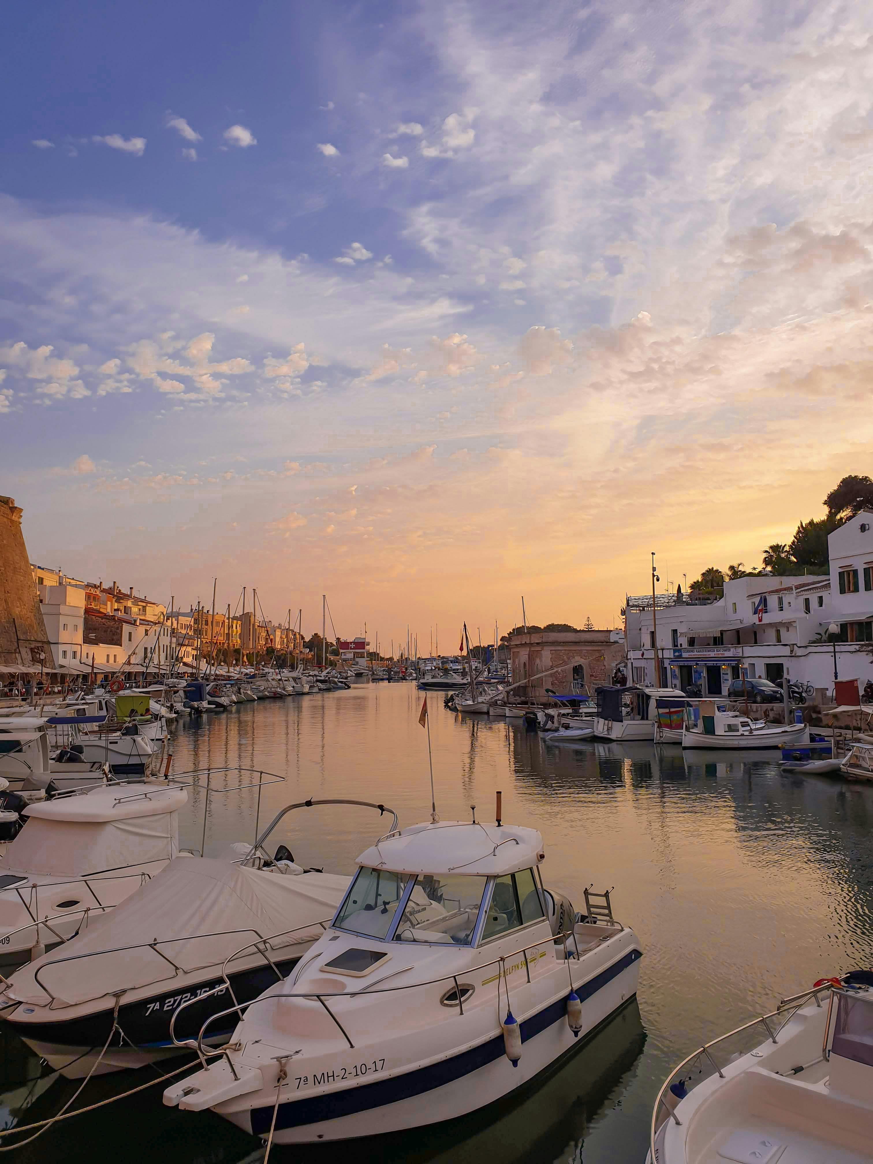 Boats docked at Ciutadella de Menorca marina