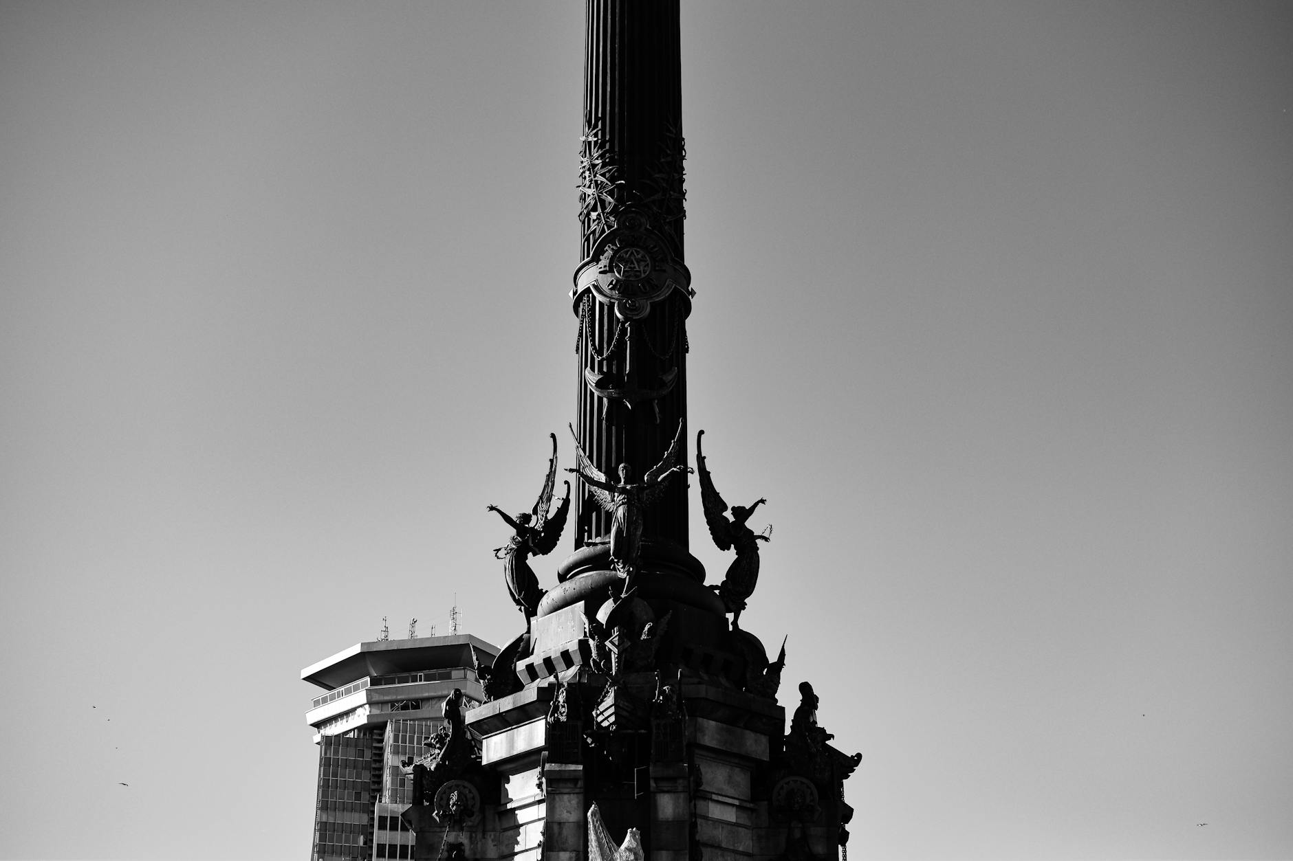 Columbus Monument in Barcelona with intricate sculptural details