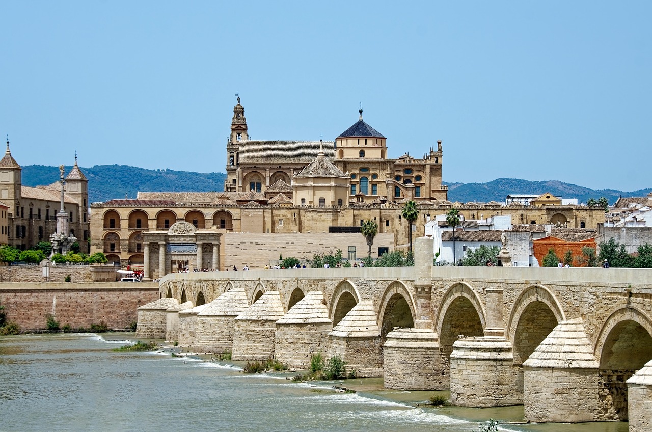 Historic centre of Cordoba Spain with whitewashed buildings and narrow streets