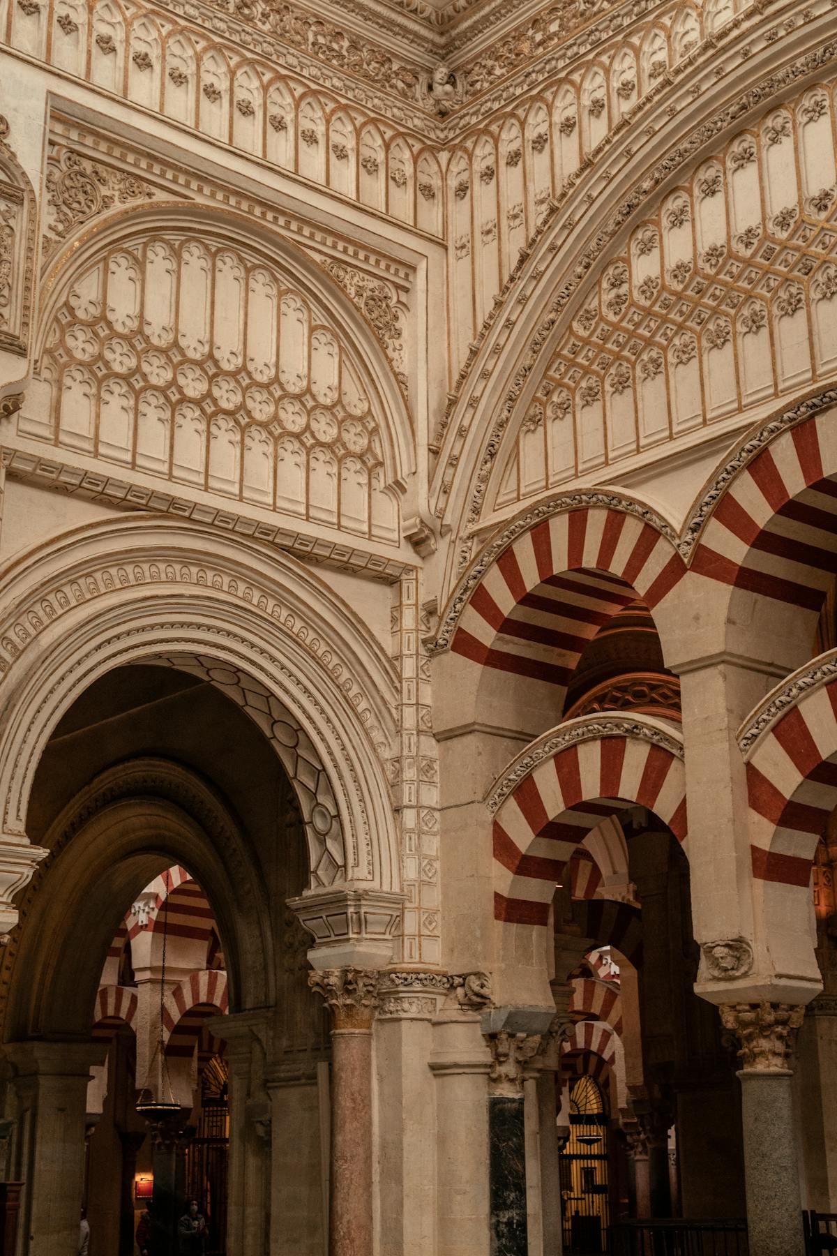 Architectural detail of arches in the Mezquita Cordoba