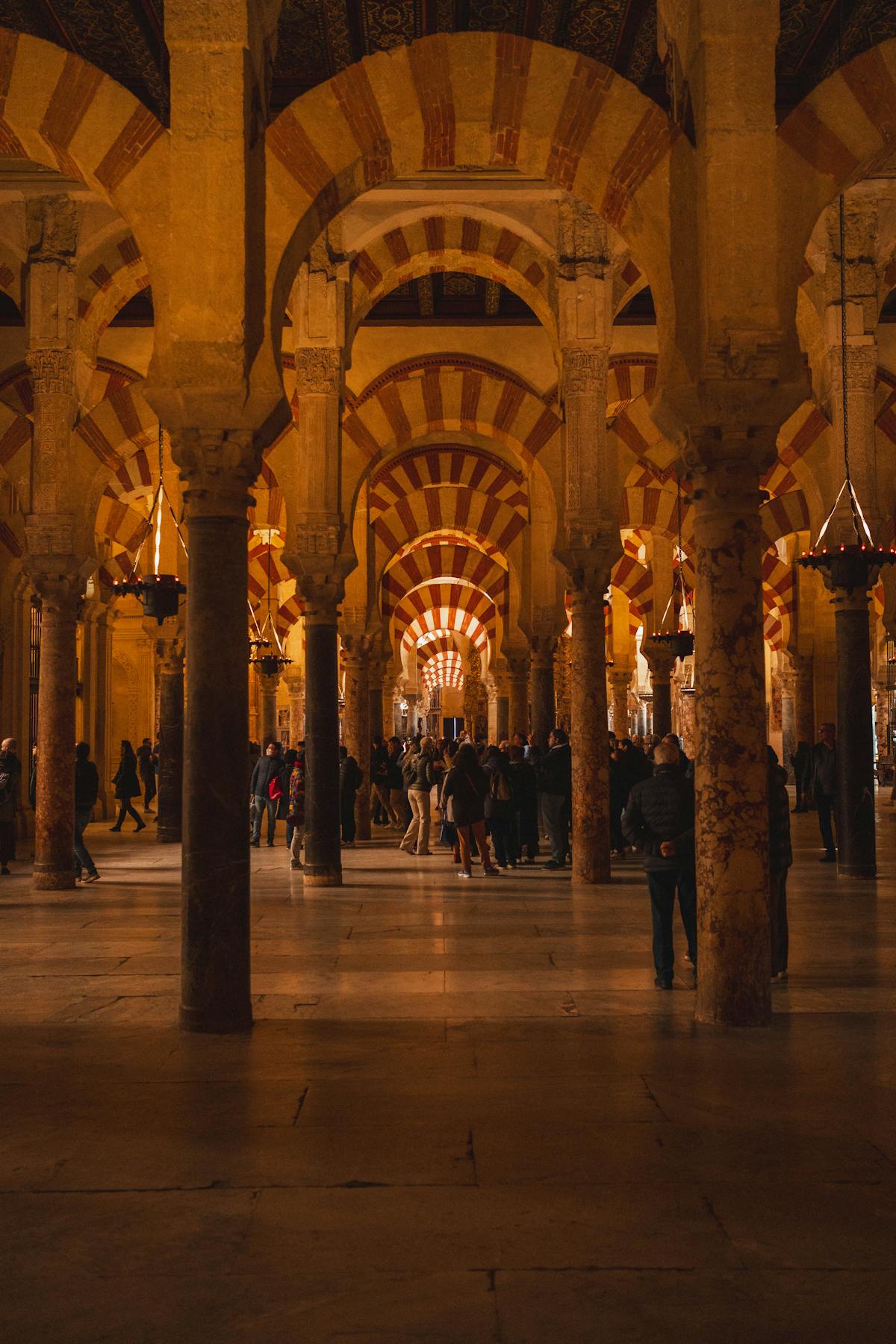 Morning light illuminating the arches of the Mezquita in Cordoba