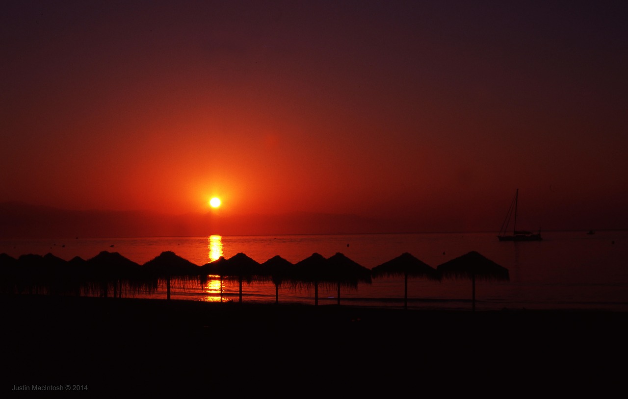 Costa del Sol sunrise over golden beach in Spain