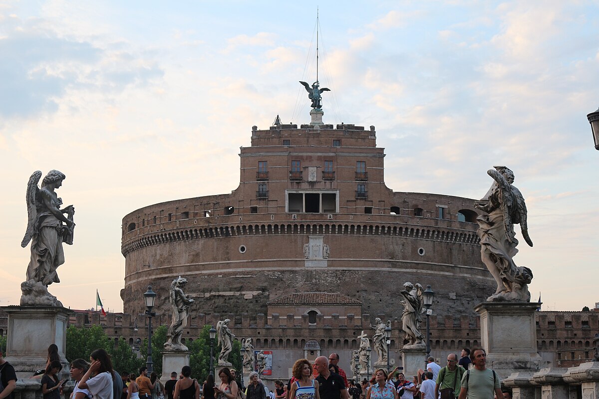 Frontal view of Castel Sant Angelo entrance and defensive walls