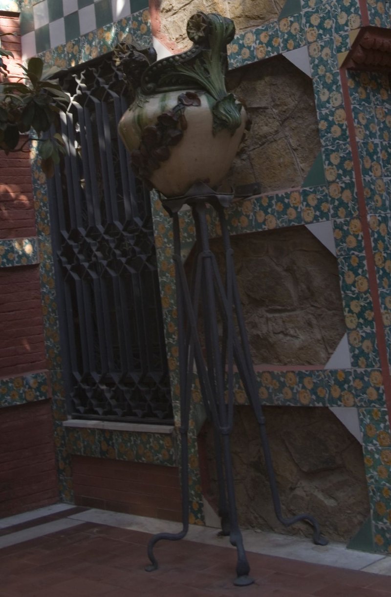 Close-up view of Casa Vicens colorful tile facade in Barcelona