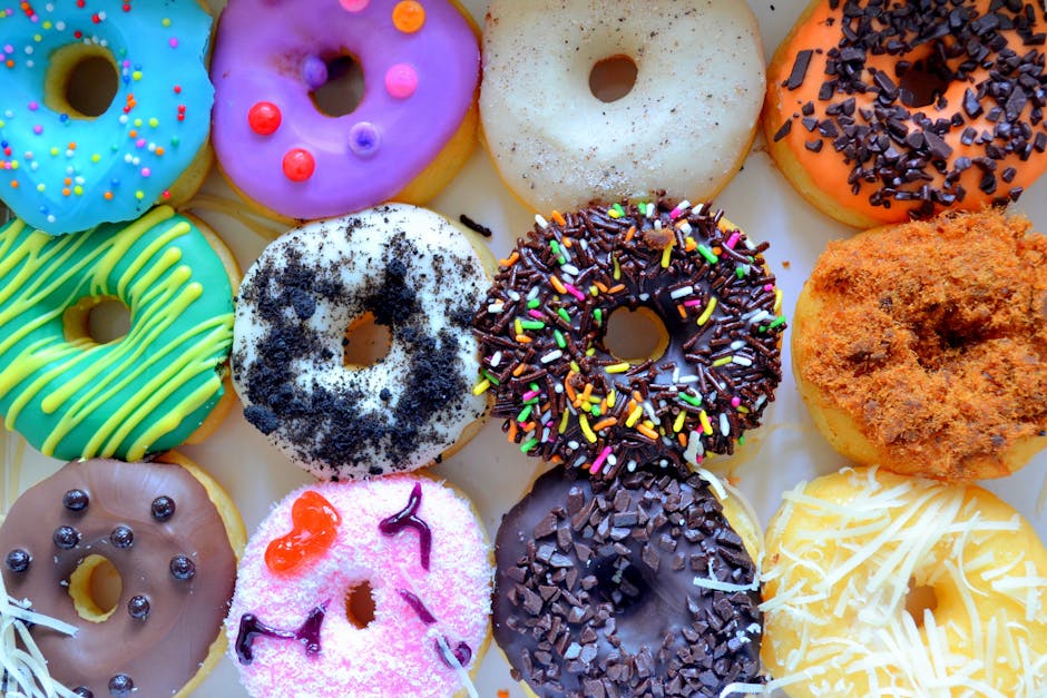 Colorful donut display at Sweet Space Museum Madrid