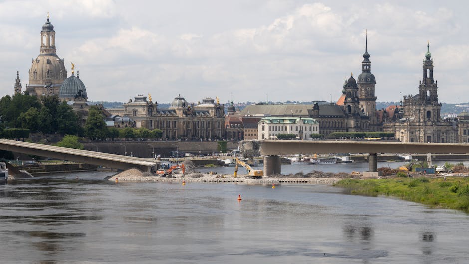 Scenic view of Dresden historic skyline beside the Elbe River