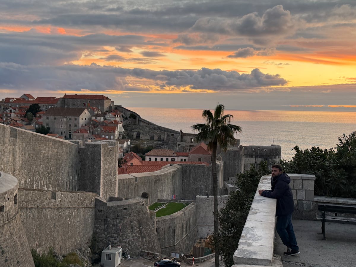 Sunset over Dubrovnik city walls