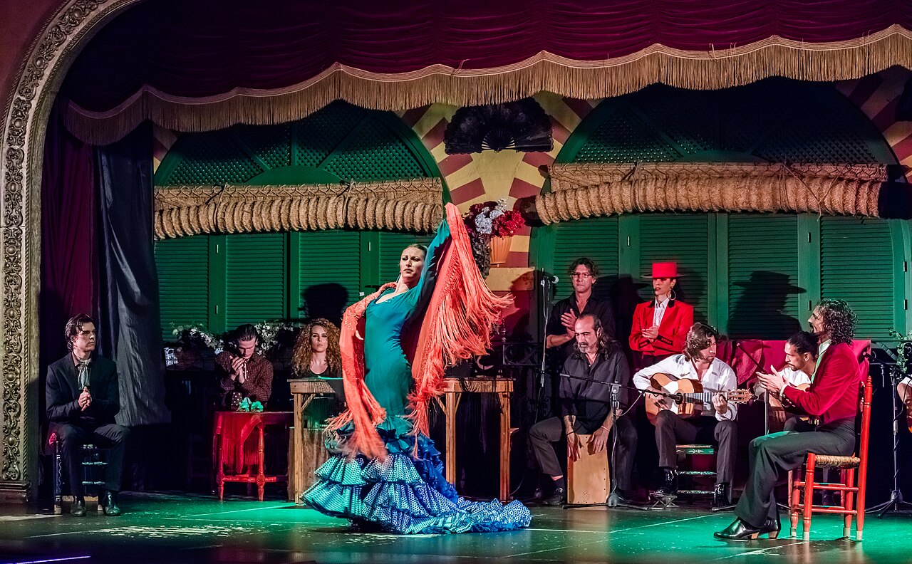 Flamenco dancer performing at the Palacio Andaluz in Seville Spain