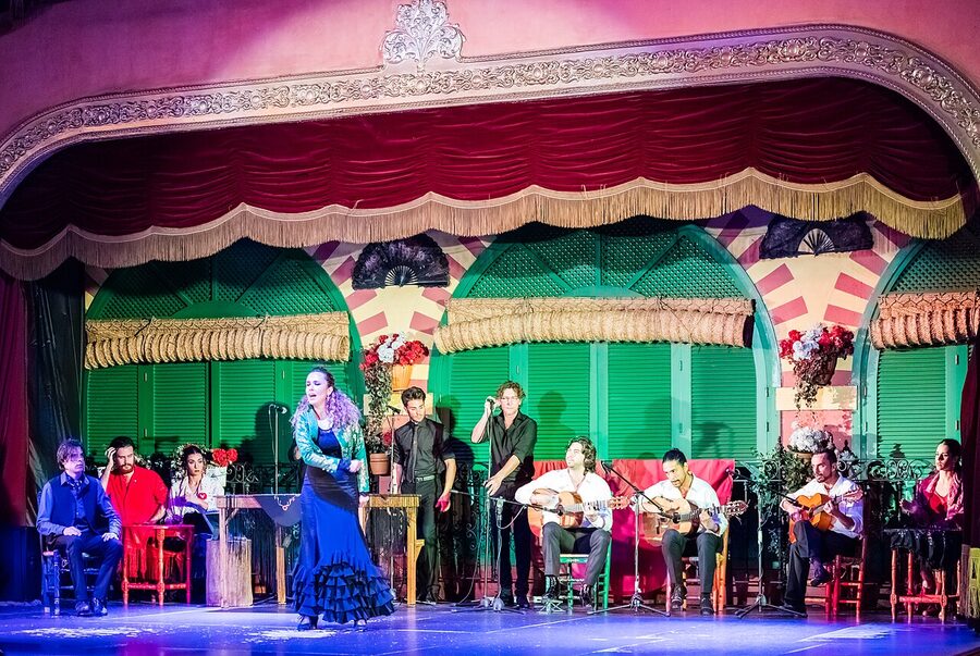 Flamenco guitarist performing at the Palacio Andaluz in Seville Spain