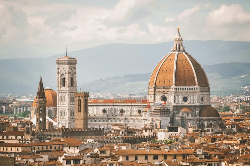 A breathtaking view of Florence Cathedral also known as Il Duomo with the city panorama