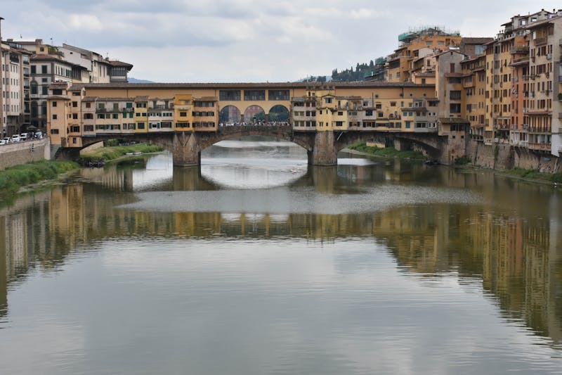 Historic Ponte Vecchio bridge over the Arno River in Florence