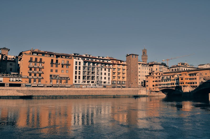 Historic Florence buildings and architecture along the Arno River