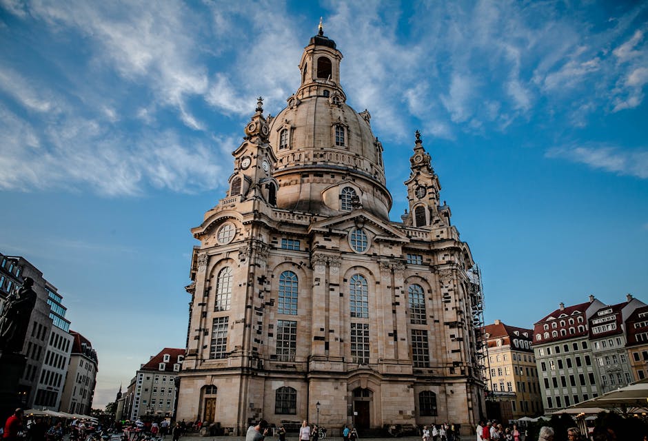 The Frauenkirche in Dresden standing tall against a clear blue sky