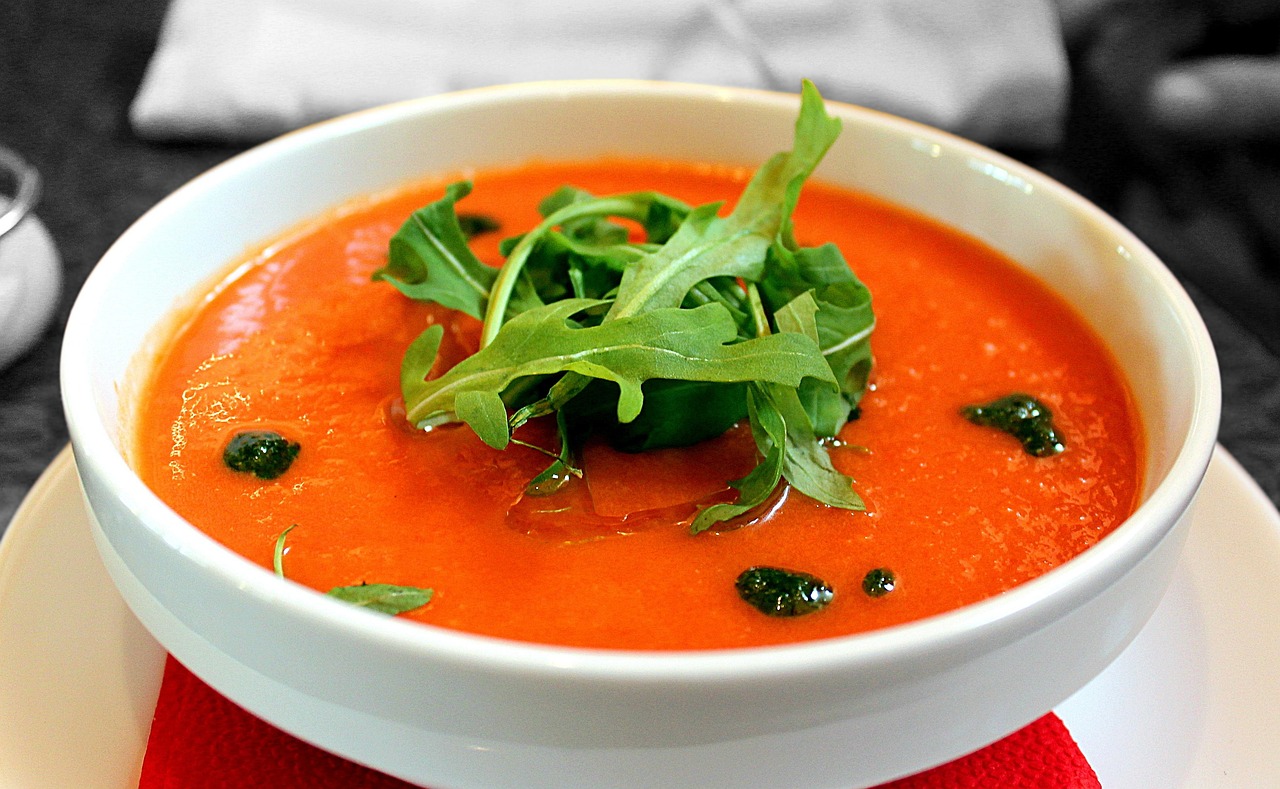 Bowl of gazpacho cold tomato soup
