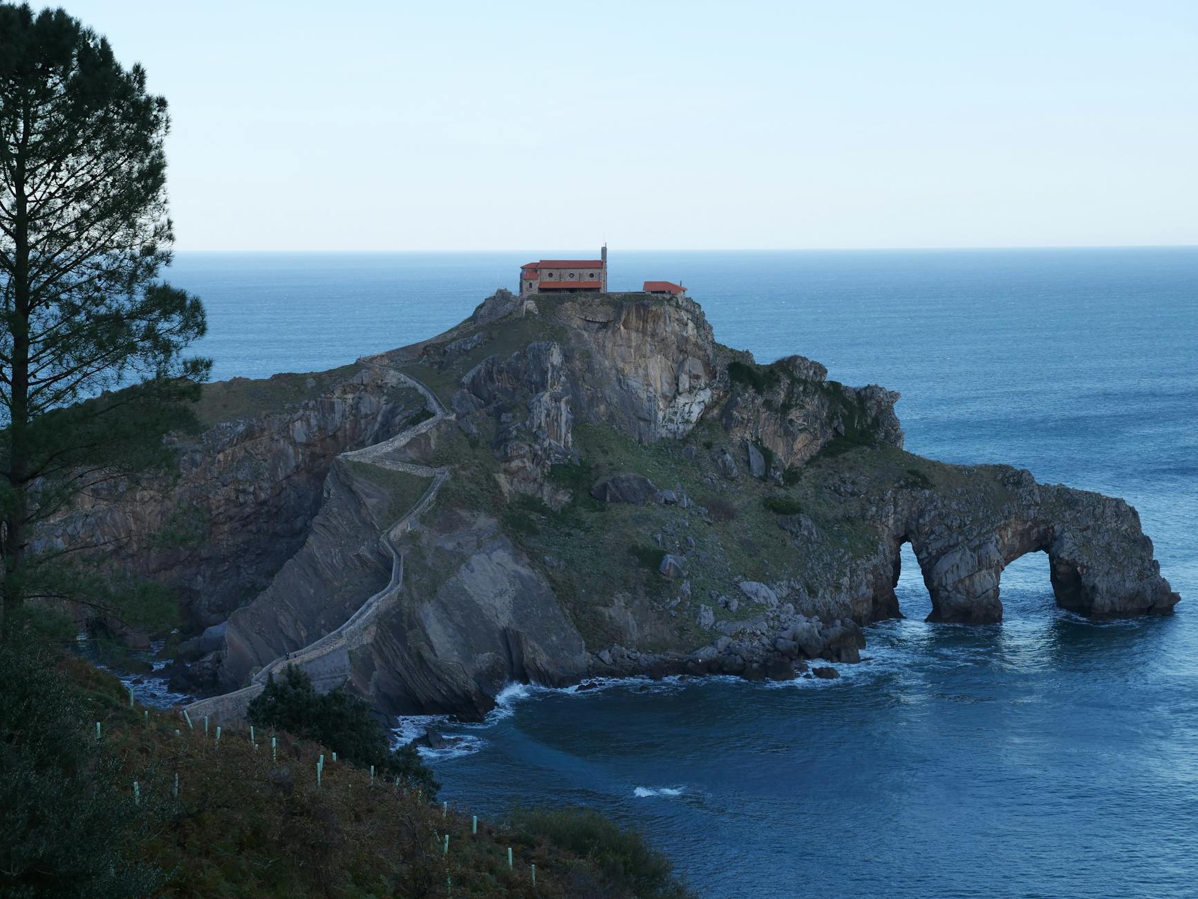 Dramatic rock formations along the coast near Gaztelugatxe in the Basque Country