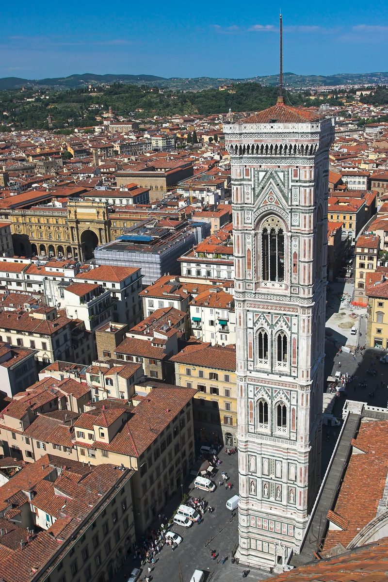 Giottos Bell Tower Campanile in Florence Italy with marble facade details