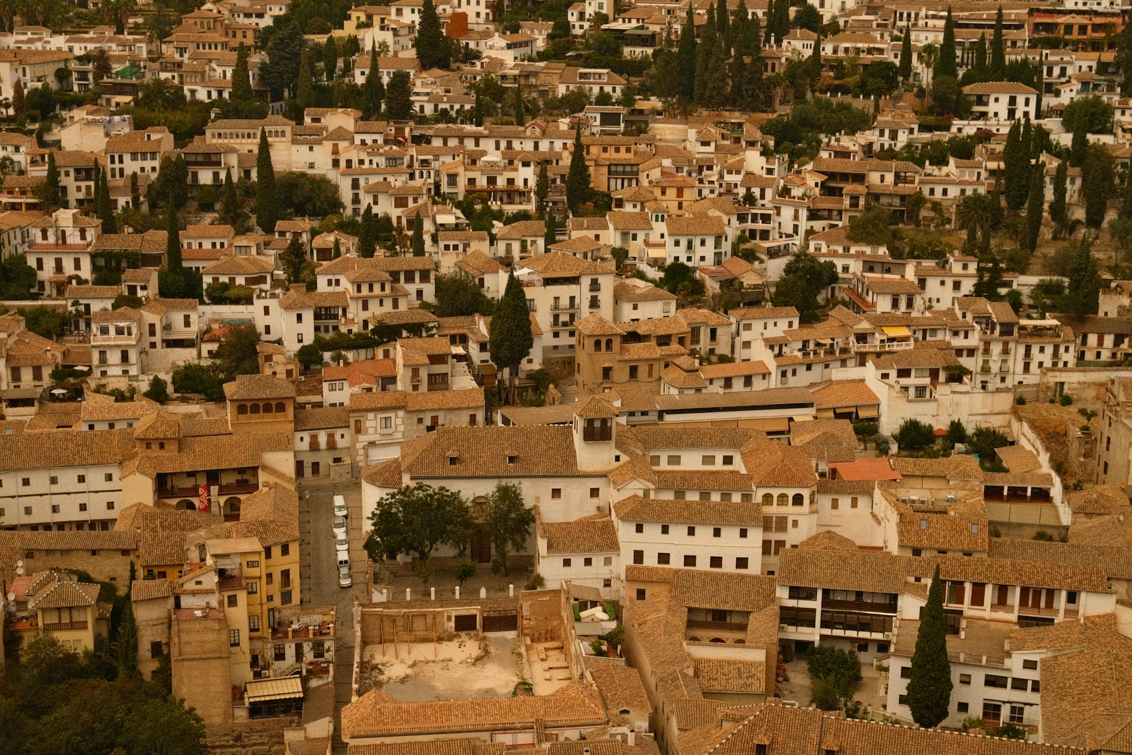 Historic Albaicin neighbourhood in Granada viewed from above
