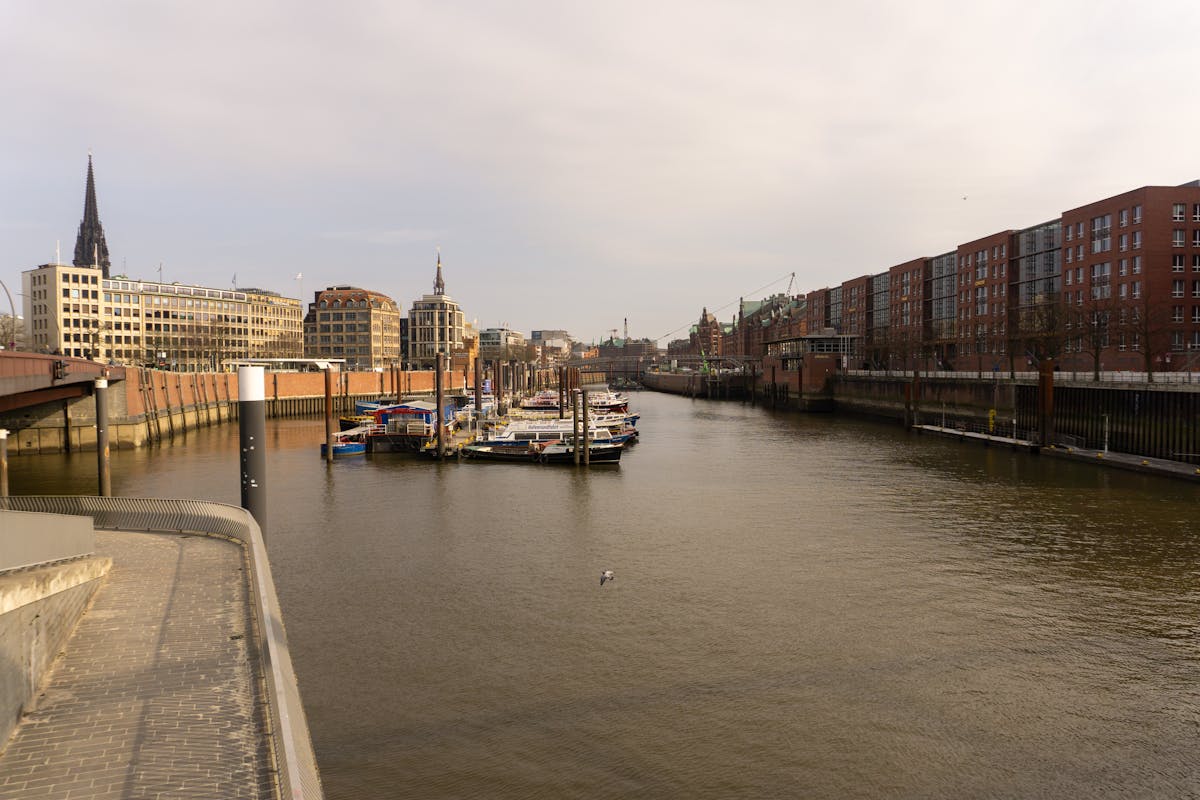 Serene waters and historic architecture of Hamburg iconic canals