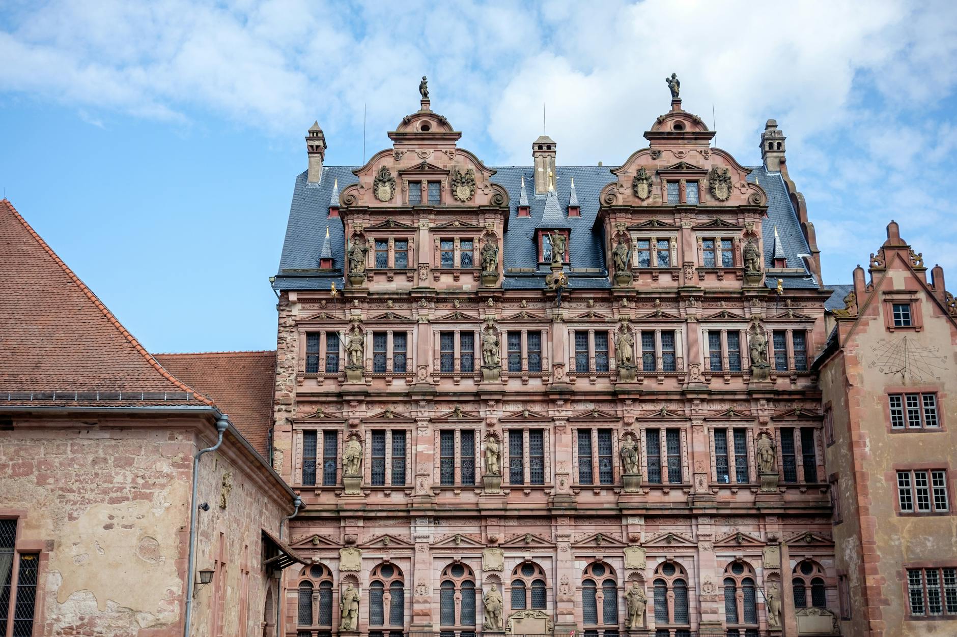 Intricate facade of Heidelberg Castle showcasing Renaissance architecture