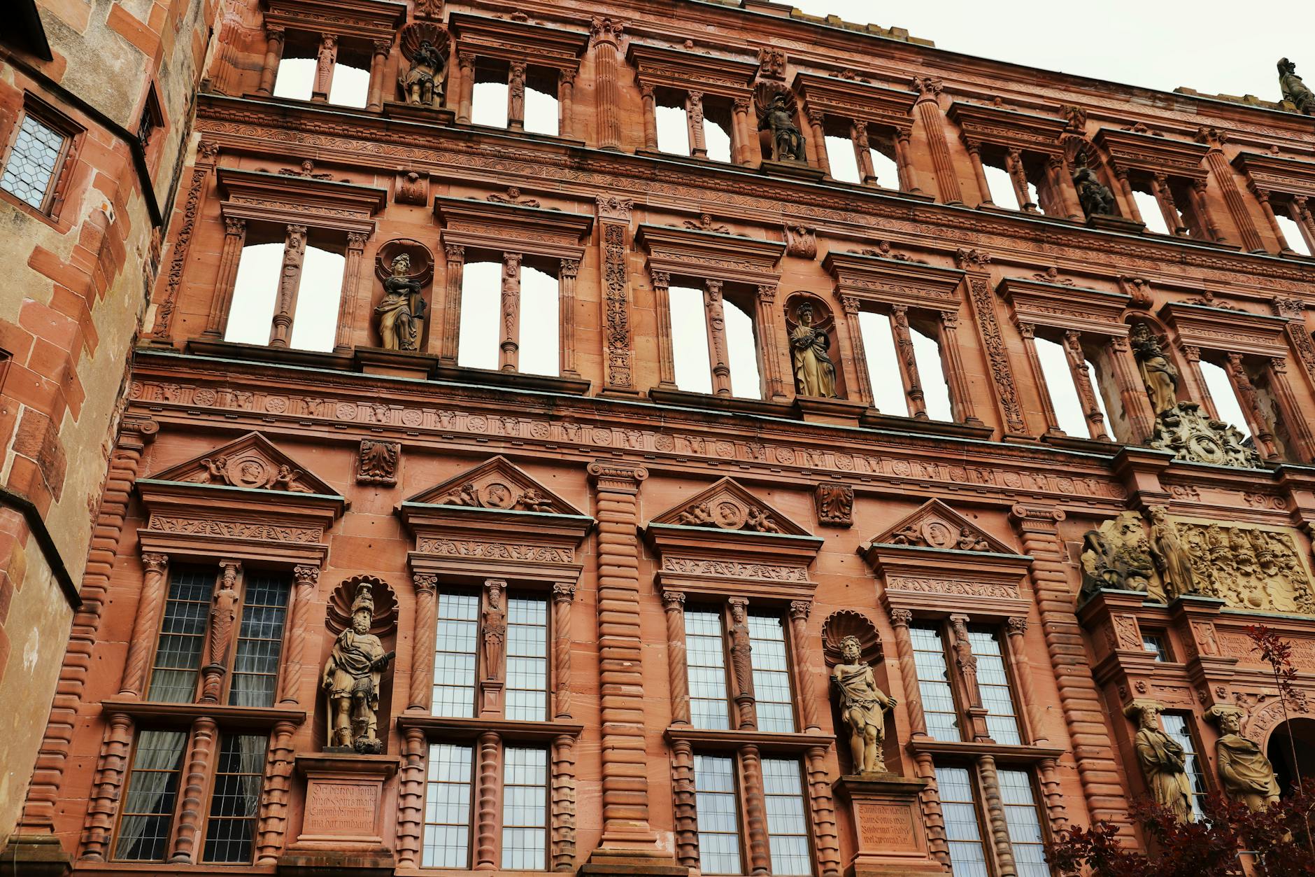 Ornate facade details of Heidelberg Castle