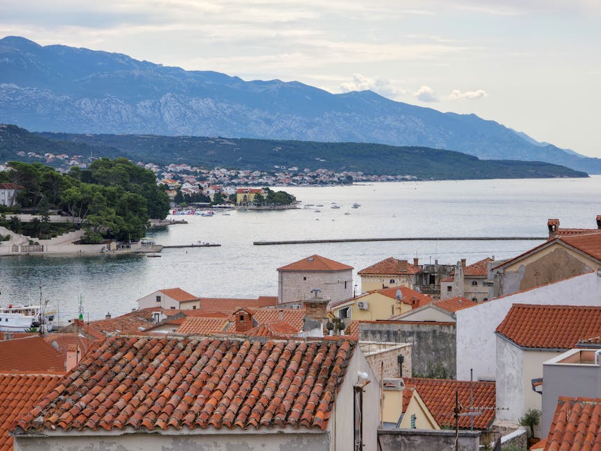 Picturesque view of a Croatian island coastline with boats