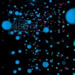 Glowing LED light spheres creating a surreal immersive atmosphere in a dark room