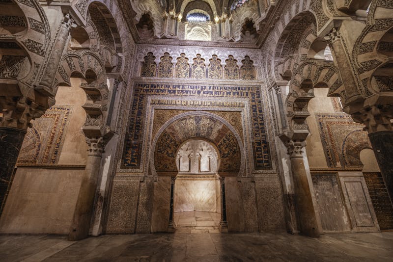 Ornate architecture of the historic Mosque-Cathedral with detailed arches and patterns