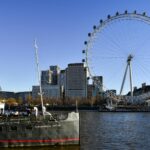 The London Eye overlooking the River Thames on a clear day