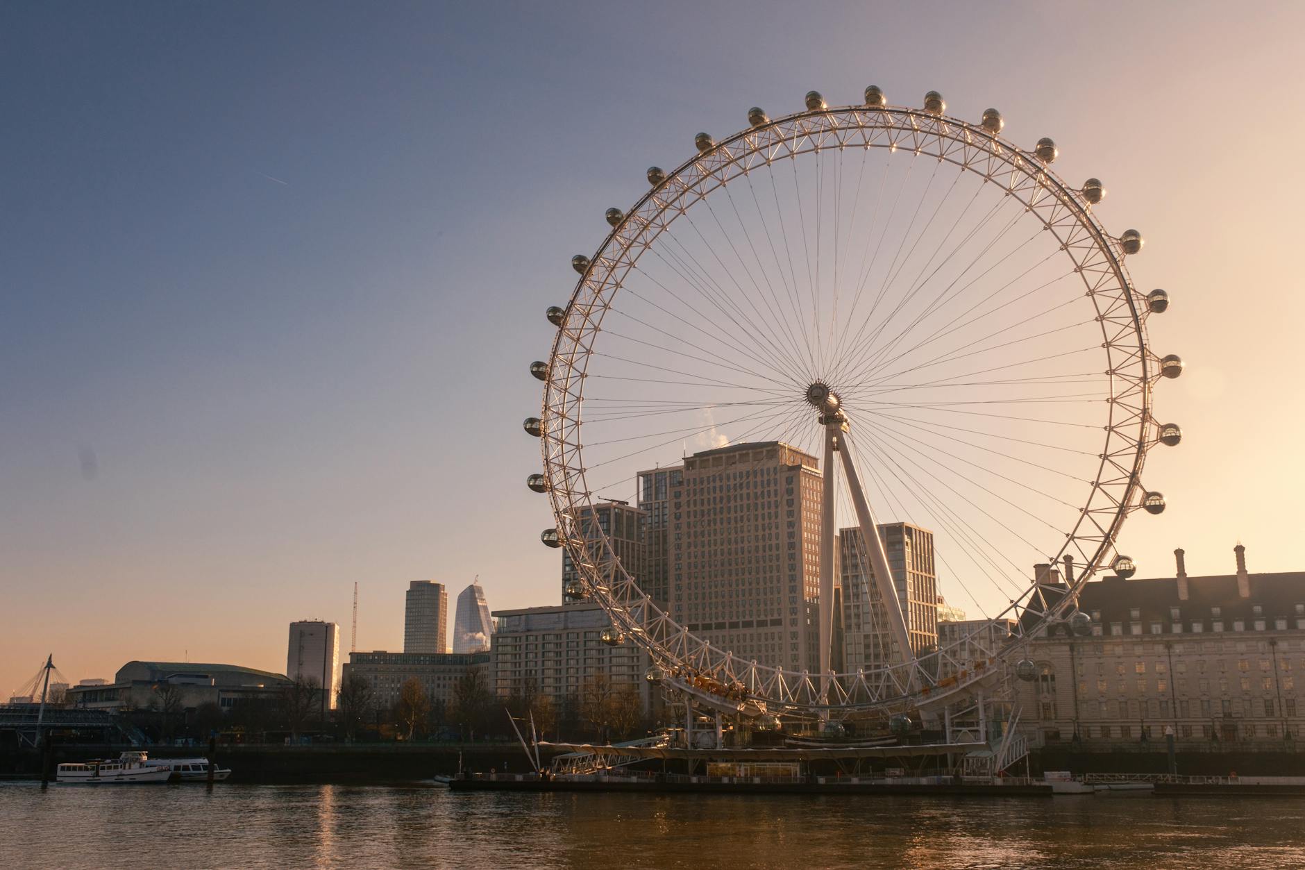 The London Eye with London skyline at dusk