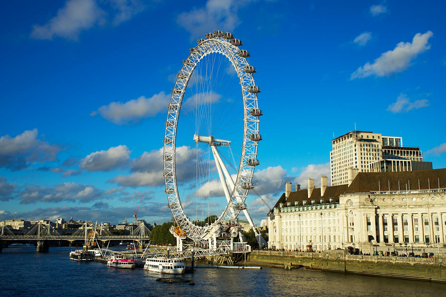 The London Eye and the River Thames with boats