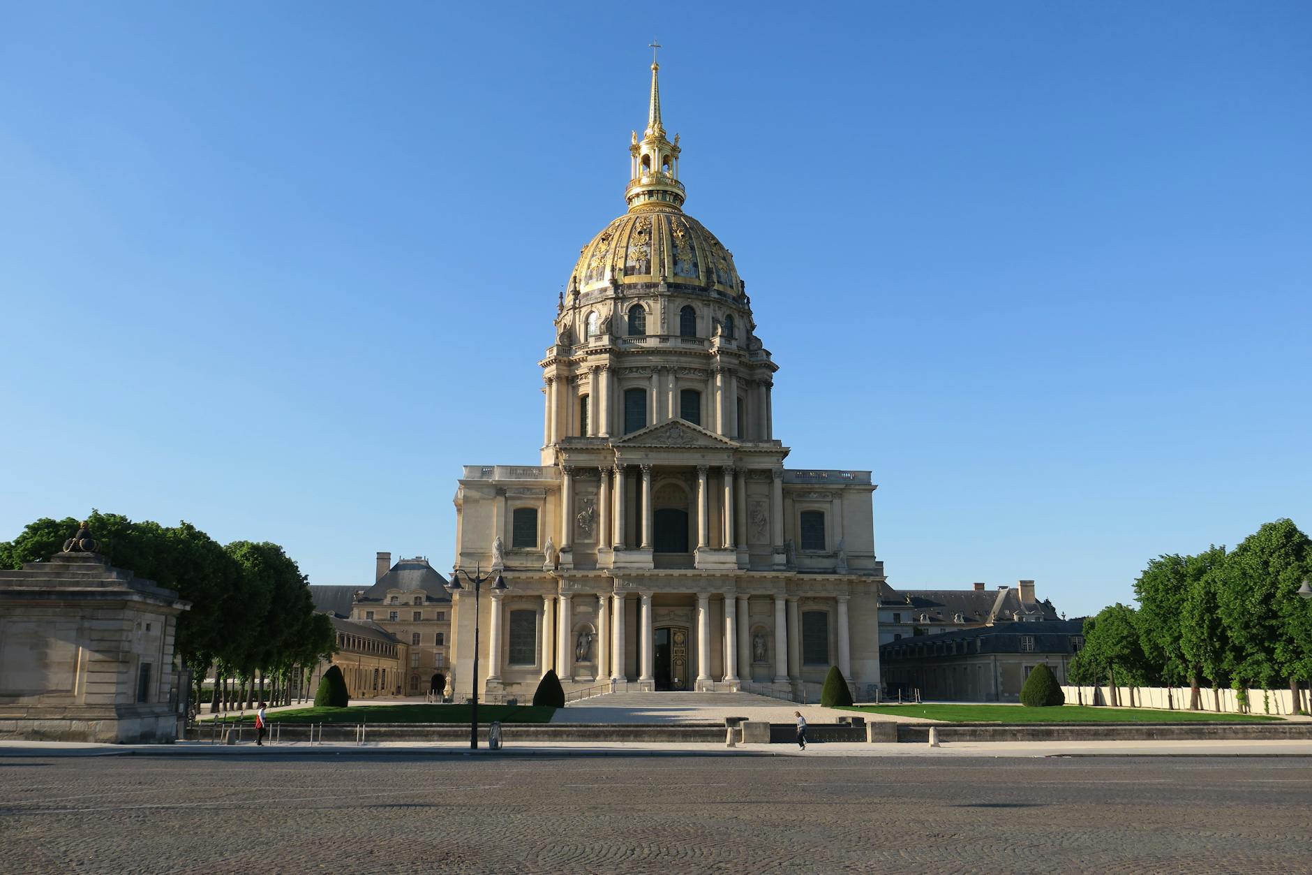 Classic view of Les Invalides facade with its grand entrance and symmetrical architecture