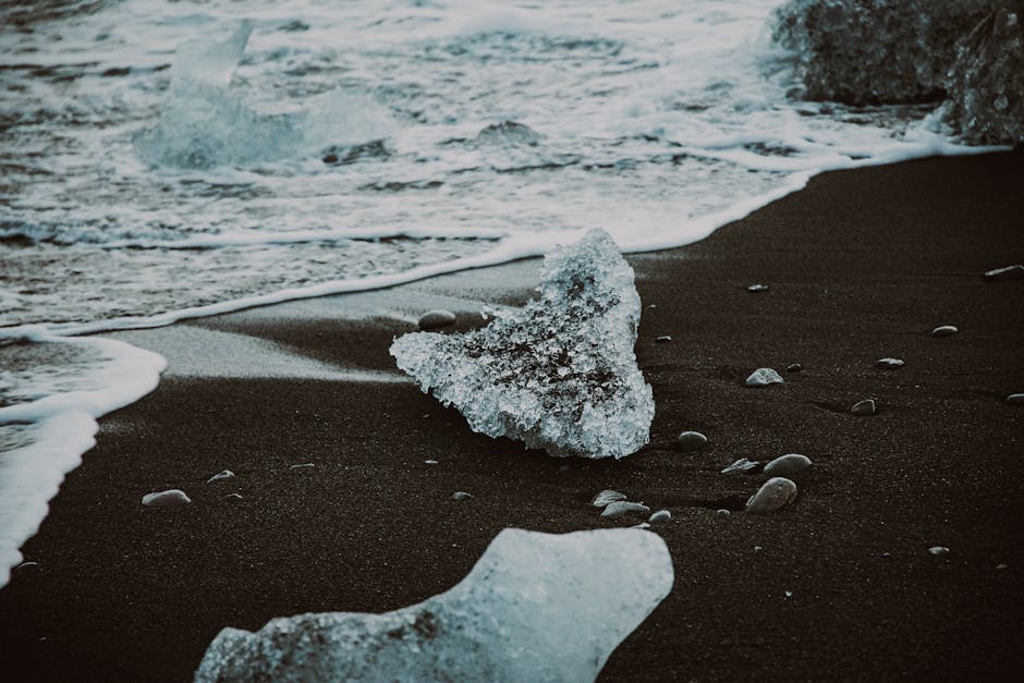 Ice chunks on Diamond Beach in Iceland