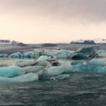 Jokulsarlon glacier lagoon with icebergs in Iceland