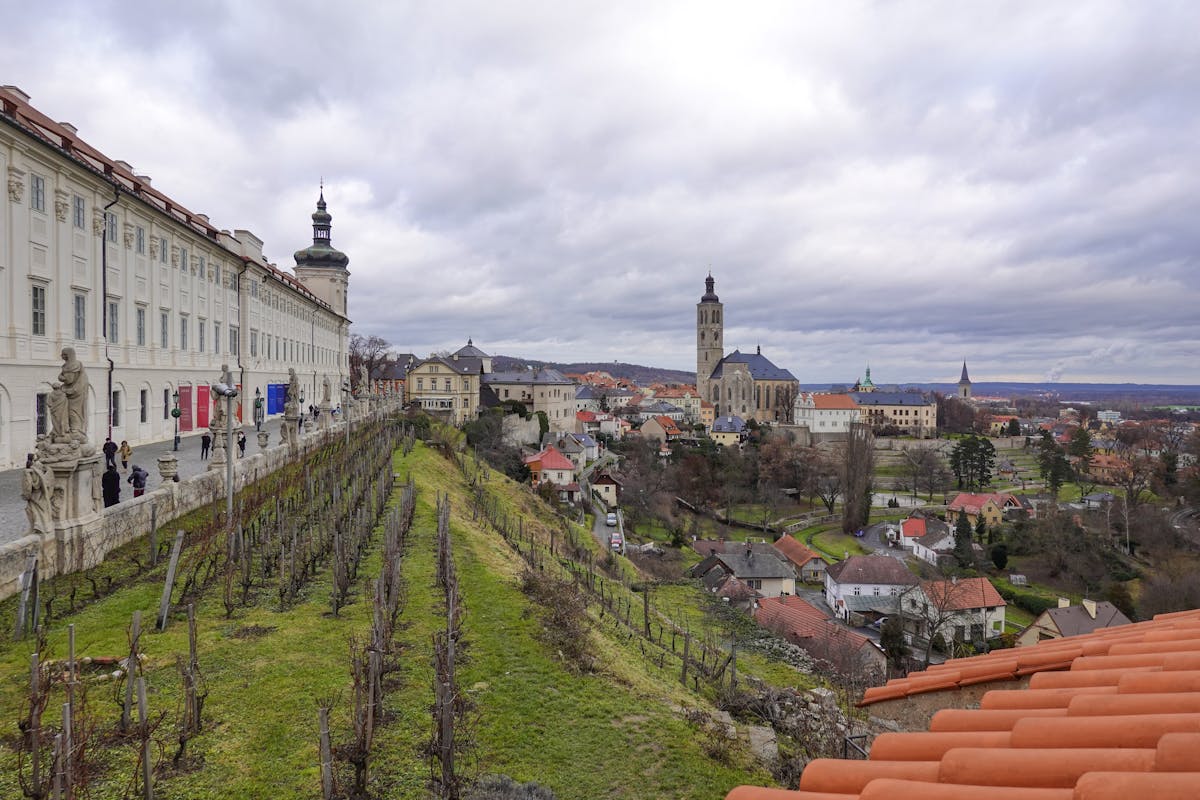 Historic architecture and landscape of Kutna Hora Czech Republic on a clear day