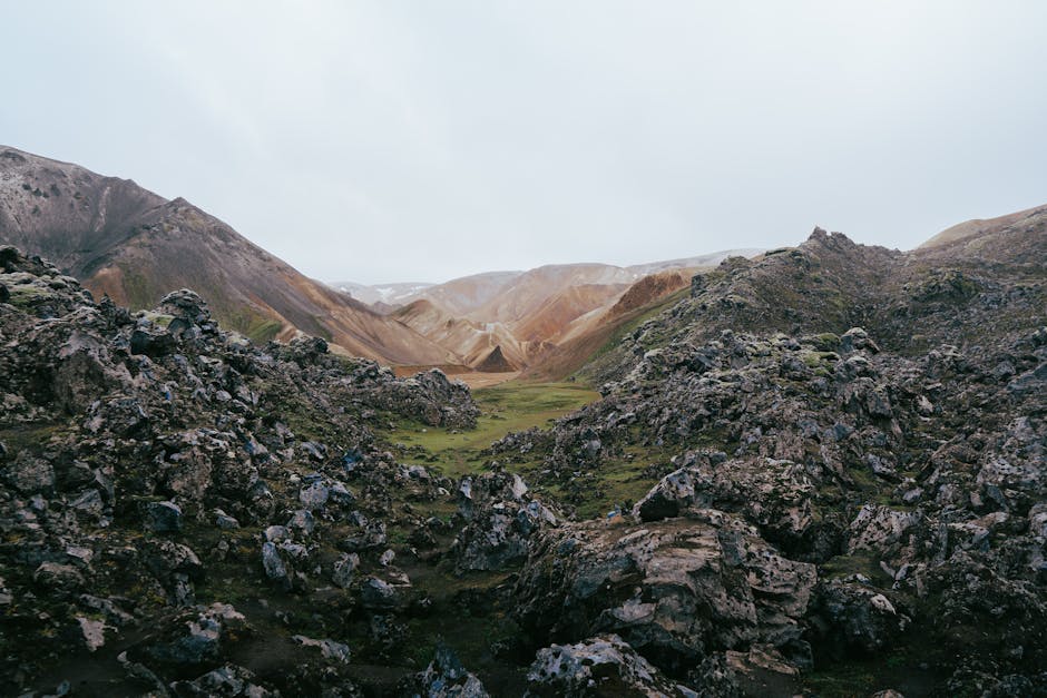 Iceland highland valley rainbow mountains