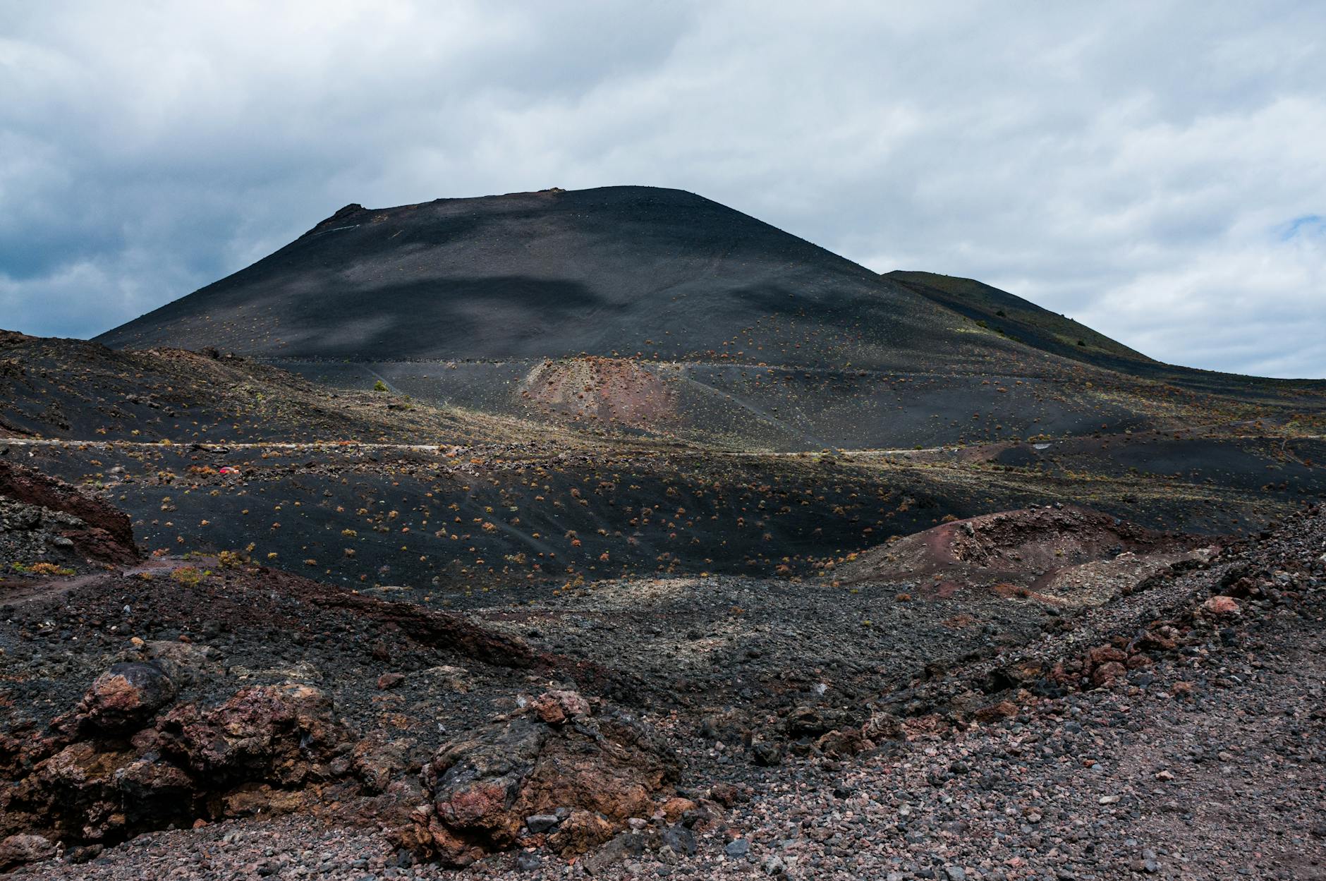 Volcanic terrain stretching across Lanzarote landscape