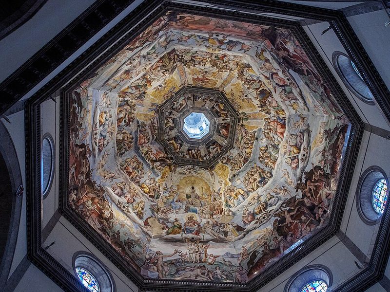 The Last Judgment fresco by Giorgio Vasari and Federico Zuccari painted inside the dome of Santa Maria del Fiore in Florence