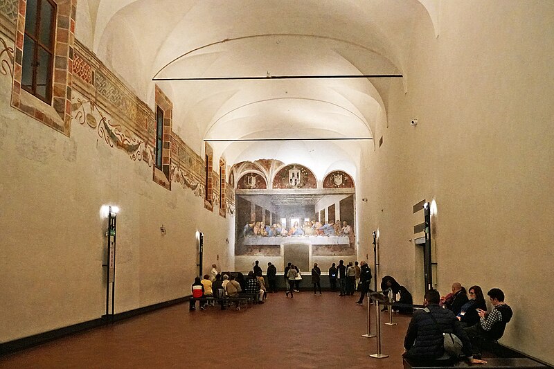 Close-up view of The Last Supper painting showing detail of the figures