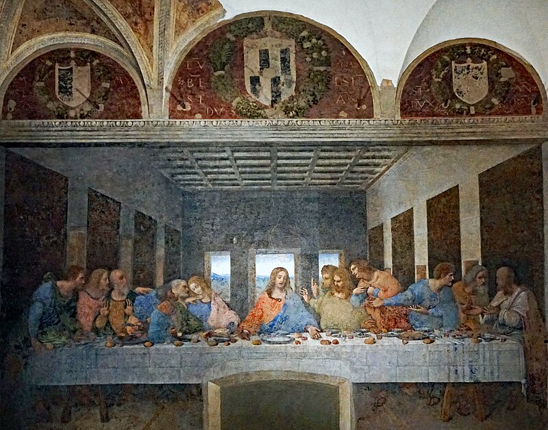 Visitors viewing The Last Supper in the refectory of Santa Maria delle Grazie Milan