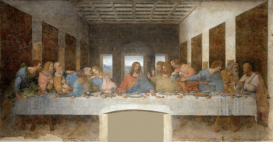The Last Supper by Leonardo da Vinci, painted on the refectory wall of Santa Maria delle Grazie in Milan
