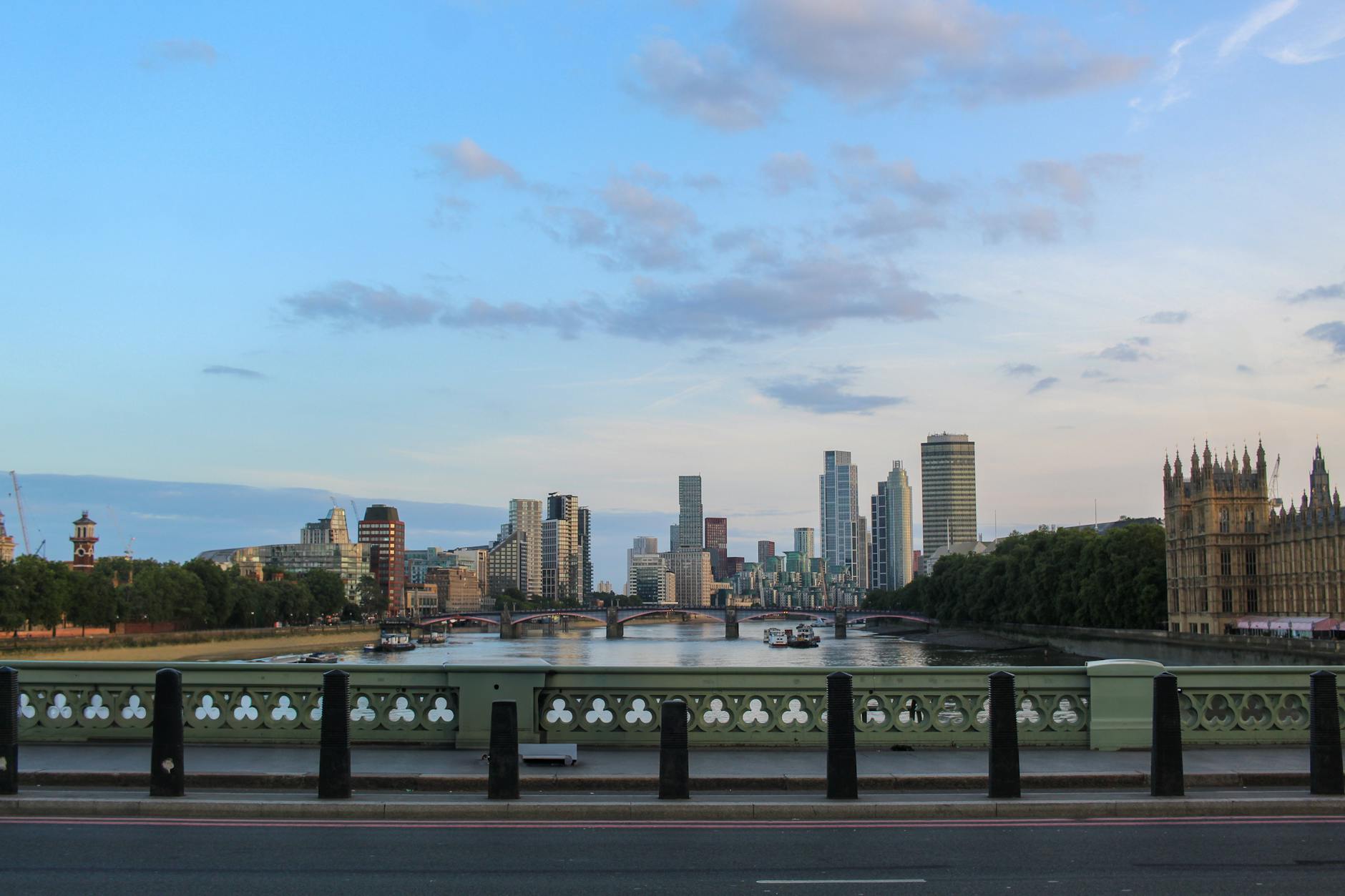 Scenic view of London skyline featuring the River Thames and landmarks