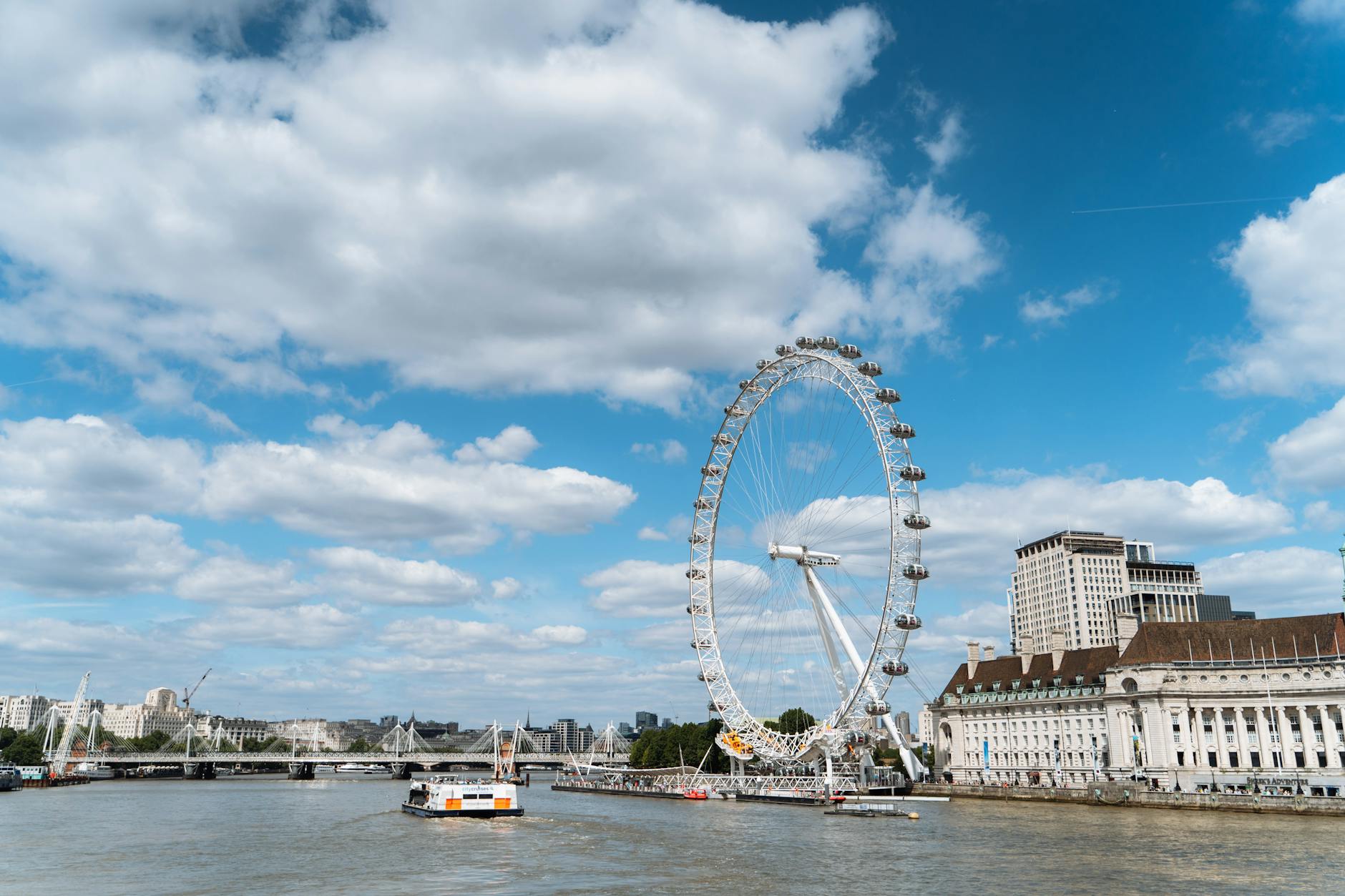 London Eye and River Thames on a sunny day