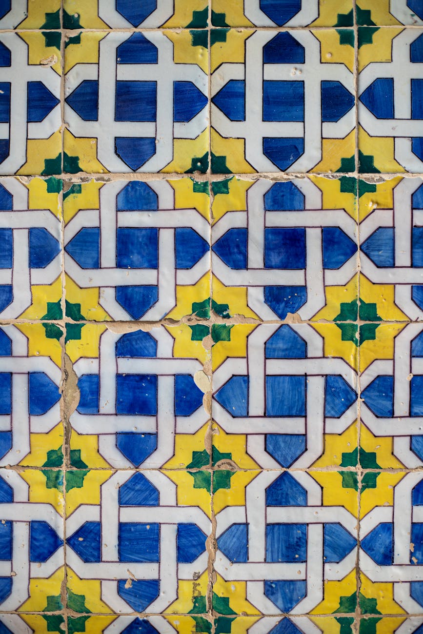 Traditional Portuguese azulejo tiles on a Lisbon building facade